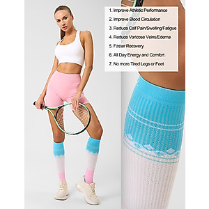 FITRELL 3 Pairs Compression Socks for Women and Men 20-30mmHg- Support Socks for Travel, Running, Nurse, Medical, Bliss Cream, S/M