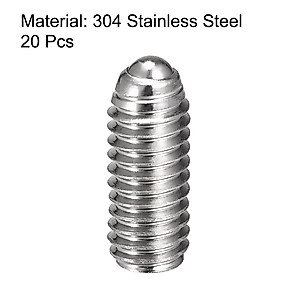 uxcell Ball Point Set Screws, M4 x 10mm 304 Stainless Steel Metric Spring Hex Socket Screw 20pcs