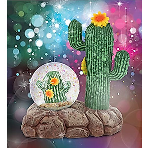 CoTa Global Cactus Snow Globe - Magical Rainbow Water Globe Figurine with Sparkling Glitter, Collectible Novelty Ornament for Home Decor, for Birthdays, Christmas, and Valentine - 45mm