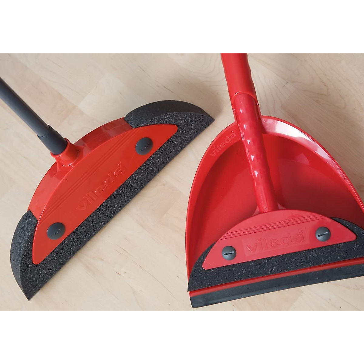 Vileda 158735 Super Classic Broom with Triangular Handle and Super Duster Classic Sweeping Set Broom Set – Red, 16 x 49 cm