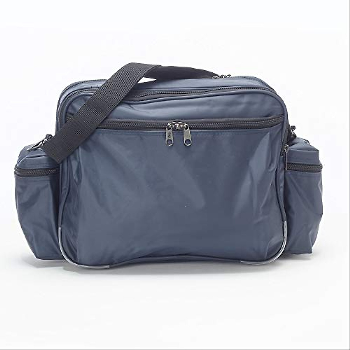 Hopkins Medical Products Original Home Health Shoulder Bag, 70D Waterproof Nylon, Fold-Down Compartment, Adjustable Straps, 14x11x7 inch, Navy Blue