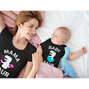 Tstars Mama & Baby Saur Gift for New Moms Mothers Day Mom and Daughter Son Matching Outfits Mom Shirt & Baby Bodysuit Set Mom Black Medium/Baby Black Newborn (0-3M)