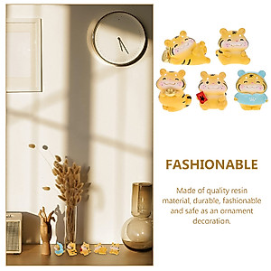 5pcs Resin Tiger Figurine Miniature Tiger Cake Toppers Artificial Micro Succulent Bonsai Animal Figure Landscape Ornaments for Desktop