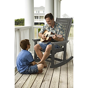 BRIOPAWS Rocking Chair Outdoor | Porch Rocker | HDPE Plastic | Grey | Oversized | Patio Rockers Chairs | High Back | for Big Man | Weather Resistant | for Outside Deck Balcony Front Backyard