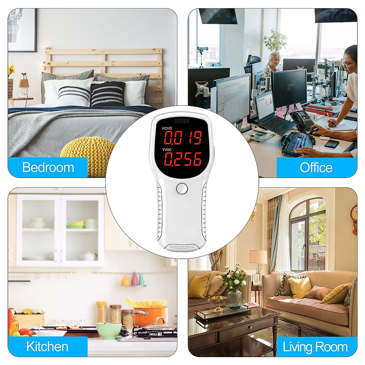 Formaldehyde Humidity Meter, 22mm HCHO TVOC Digital Meter,Air Detector, Air Moniter Controller, Indoor Air Pollution Detector for Home, Office