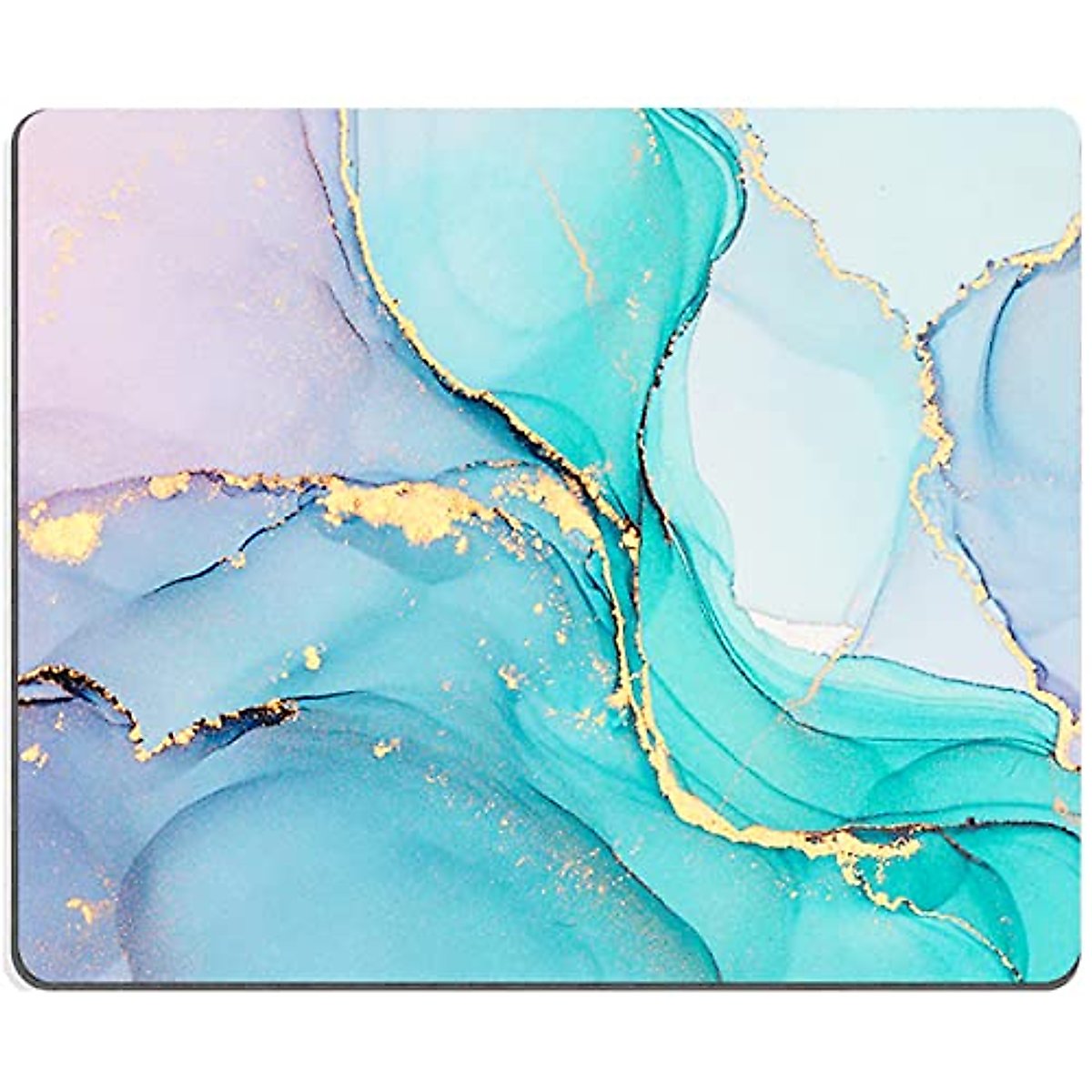 Armanza Mouse Pad, Cyan Blue Marble Mouse Pad, Washable Square Cloth Mousepad for Office Laptop, Non-Slip Rubber Base Mouse Pads for Wireless Mouse, Computer Mouse Pads for Desk