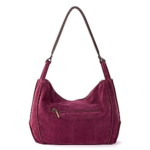 The Sak Los Feliz Hobo in Leather, Lined Shoulder Purse with Single Shoulder Strap, Currant Suede
