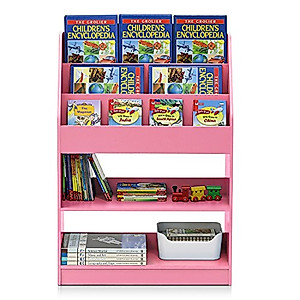 FURINNO 5-tier Kidkanac Magazine/Bookshelf With Toy Storage, Pink