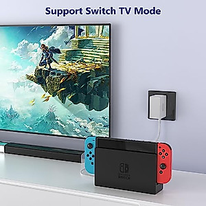 YCCSKY Charger for Nintendo Switch,AC Adapter for Nintendo Switch - Fast Travel Wall Charger with 5FT USB C Cable 15V/2.6A Power Supply for Nintendo Switch Supports TV Mode and Dock Station (White)