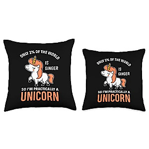 Red Hair Redhead Hairy Hairstyle Sayings Gifts Funny Redhead Unicorn Ginger Woman Girls Gift Throw Pillow, 18x18, Multicolor