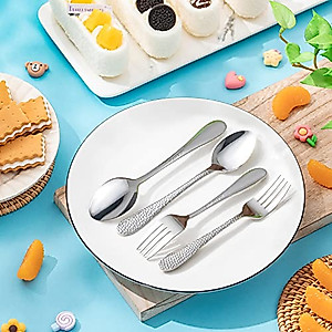 30 Pieces Kids Silverware Set Stainless Steel Toddler Utensils Flatware Set Toddler Silverware 15 x Kids Forks 15 x Kids Spoons Stainless Steel Kids Spoons and Forks Set