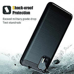 Dretal for Moto G Stylus 2021 Case with Tempered Glass Screen Protector, Shock-Absorption Slim Fit Flexible TPU Case Brushed Texture Soft Rubber Protective Cover for Motorola G Stylus 2021 (LS-Black)