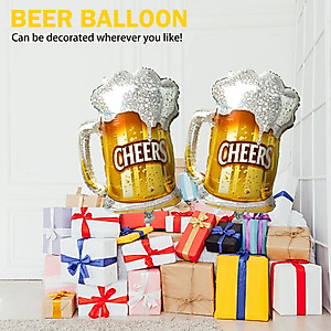BIEUFBJI Beer Cup Balloons Set of 2, Beer Mug Cheers Foil Balloons Fit for Summer Party, Beer Festival, Birthday Party Wedding and More Decor
