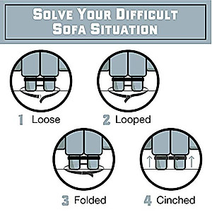 Couch Clamp PRO Non-Slip Sectional Connectors with Hook-and-Loop Cinch Clips for Sliding Sofas - Prevents Floor Scratches and Big Gaps in Your Couch with Easy Install No Tools Required (4 Pack)