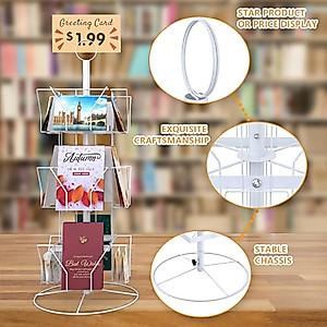 ANBOXIT Greeting Card Display Stand Rotating Rack Holder, for Postcard Sticker Retail, Metal White