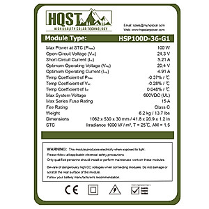 HQST 9BB Cell 100W Solar Panel 12V 100 Watt Monocrystalline Solar Panels High-Efficiency Module for RVs Motorhomes Cabins Marine Boat Off-Grid