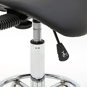 Saddle Stool?Adjustable Rolling Ergonomic Seat Style Saddle Stool Chair with Back Support and Footrest for Clinic Dentist Spa Massage Salons Studio?Black
