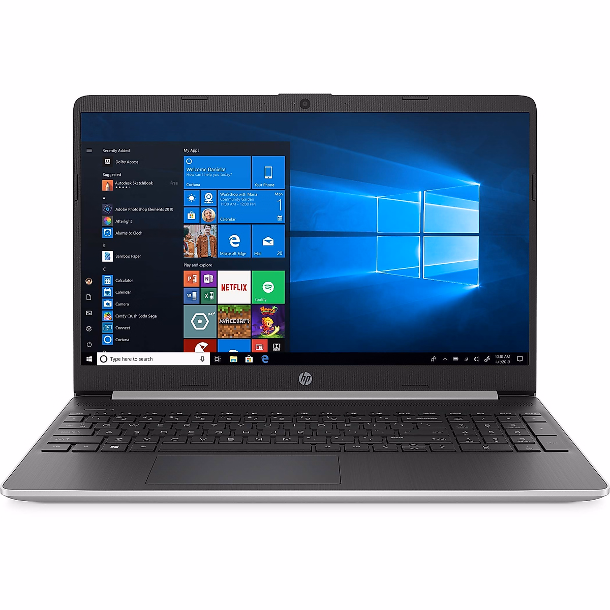 HP New 15.6" HD Touchscreen Laptop Intel Core i3-1005G1 8GB DDR4 RAM 128GB SSD HDMI Bluetooth 802.11/b/g/n/ac Windows 10 15-dy1731ms Silver