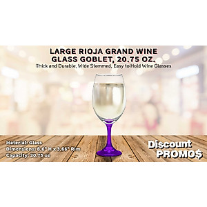 DISCOUNT PROMOS Rioja Grand Wine Glasses 20.75 oz. Set of 10, Bulk Pack - Perfect for Hotel, Bar, Restaurant or Lounge - Purple