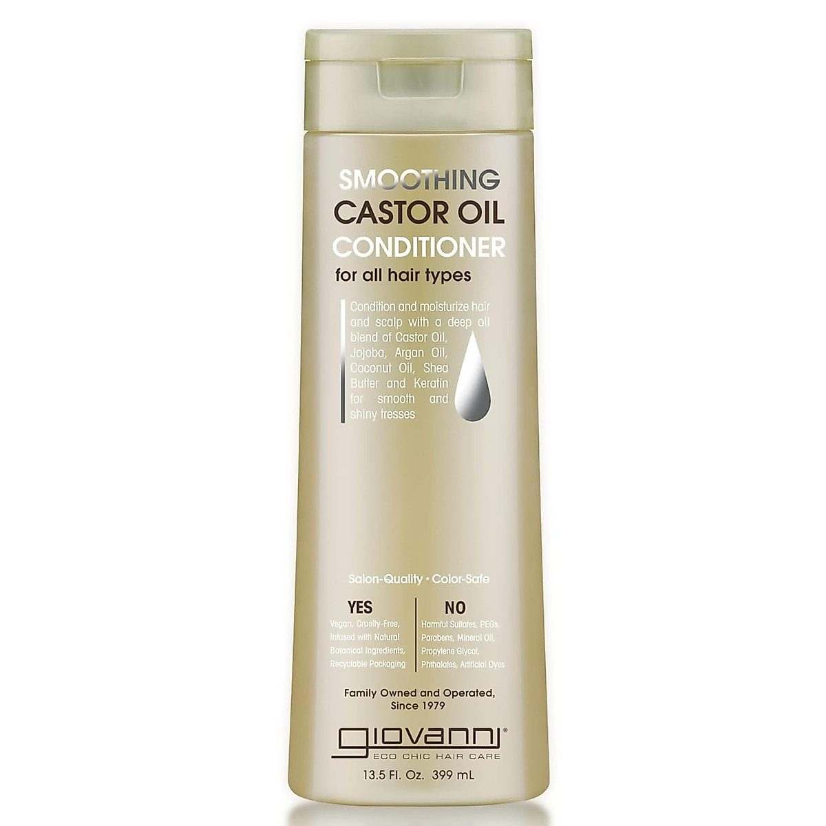 GIOVANNI Smoothing Castor Oil Conditioner â€“ All Hair Types, Moisturize Hair & Scalp, Hydrate & Tame Frizz, Jojoba, Argan Oil, Coconut Oil, Shea Butter, Keratin - 13.5 oz