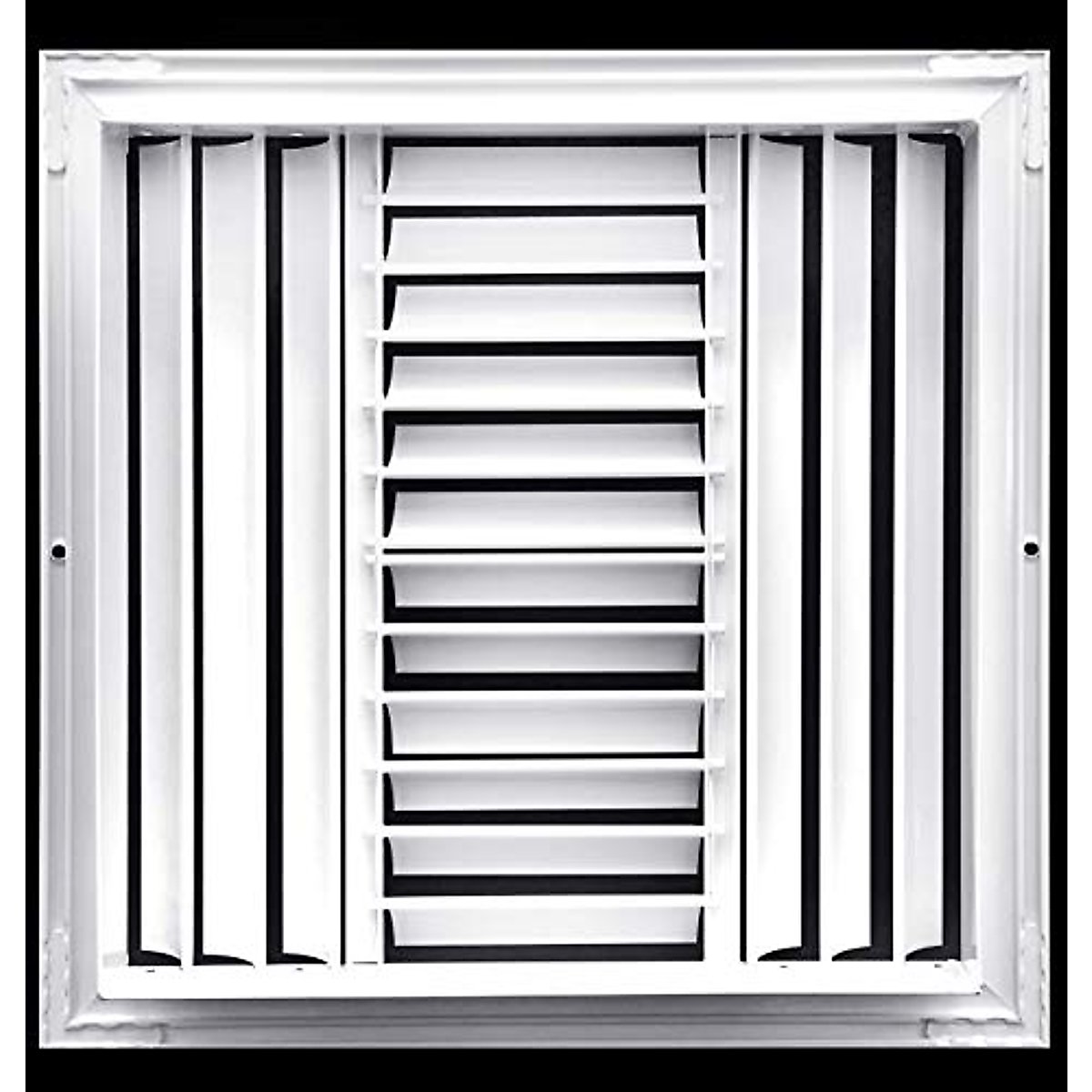 8"w X 8"h 4-Way Aluminum Curved Blade Adjustable Air Supply HVAC Diffuser - Full Control Vertical/Horizontal Airflow Direction - Vent Duct Cover [Outer Dimensions: 9.65"w X 9.65"h]