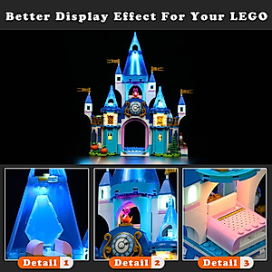 Xunsan LED Light Kit for Lego Disney Cinderella and Prince Charming’s Castle 43206 Building Blocks,Compatible with Lego 43206 Set,Light up Your Lego Model,Standard Version(NOT Include Lego Model)
