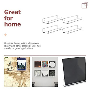 BESTonZON 4 Pack Vinyl Record Display Shelf, Wall- Mounted Acrylic Album Record Storage Rack, Acrylic Floating Shelves, Adhesive Clear Bookshelves, Toys Figure Display Shelf, for Bedroom, Bathroom