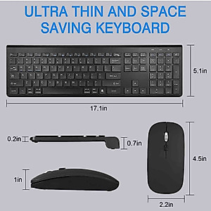 UrbanX Plug and Play Compact Rechargeable Wireless Bluetooth Full Size Keyboard and Mouse Combo for Microsoft Surface Duo 2 supports Windows, macOS, iPadOS, Android, PC, Mac, Laptop, Tablet -Black
