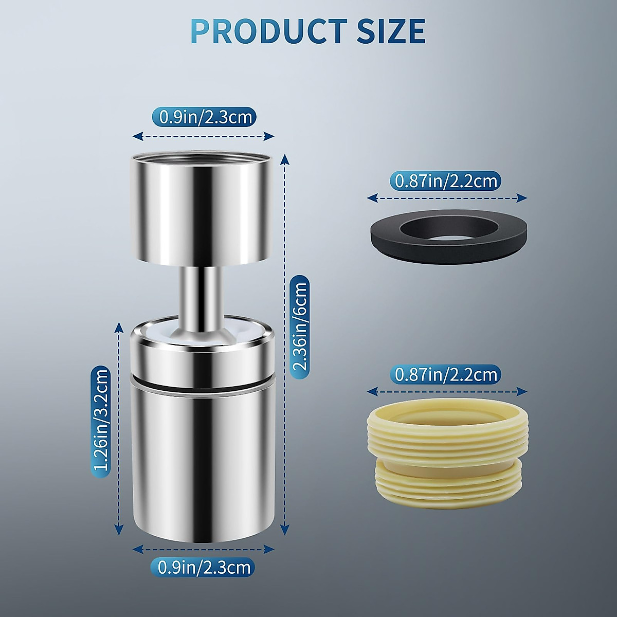 Brass Swivel Faucet Aerator 360° Twist Sink Aerator 55/64'' Female Thread, Kitchen Dual-function Sink Sprayer Attachment, Chrome