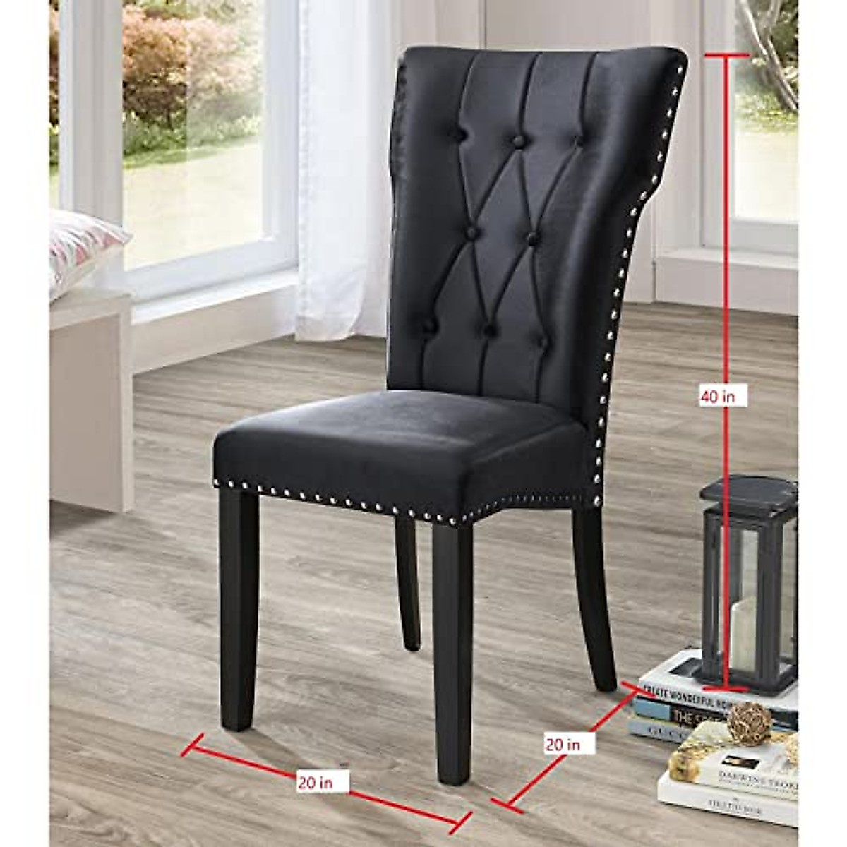 Better Home Products La Costa Velvet Tufted Dining Chair Set of 2 in Black