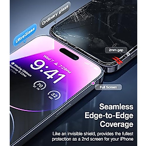 UltraGlass UNBREAK TOP 9H+ Glass for iPhone 14 Pro Max Screen Protector [Military SGS Shatterproof & Longest Durable] Screen Protector 14 Pro Max Tempered Glass, Anti-fingerprint, 2 Packs