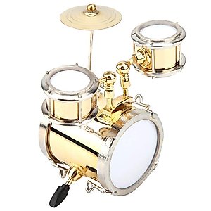 Miniature Musical Instrument Replica Drum Set Ornament Drummer Gift Children's Three Drum Model Decor 8.6x8x5.9cm