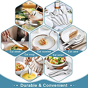 Herogo Heavy Duty Silverware Set with Serving Utensils, 45-Piece Stainless Steel Heavy Weight Modern Flatware Set for 8, Fancy Cutlery for Home Wedding, Dishwasher Safe, Mirror Finished