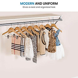 High-Grade Wooden Childrens/Kids Hangers with Clips (10 Pack) Smooth & Durable Wood Baby Hangers/Nursery Hangers - 12.5 Inch - 360° Hook & Cut Notches- Great Toddler Hanger for Dress Skirts Pants