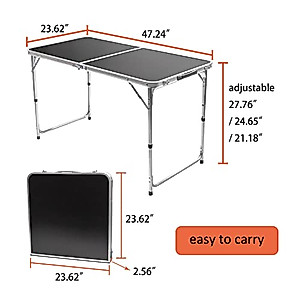 H&B Luxuries Portable Height Adjustable Aluminum Folding Camping Table with Carry Handle FT-ACFT1