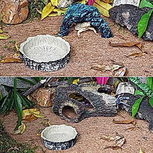 Tree Trunk Food/Water Dish for Amphibians, Reptiles and Other Little Critters, Made from Premium Non-Toxic Resin - Small Size