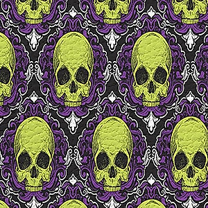 Jolunifun Halloween Antifatigue Kitchen Bath Door Mat Cushioned Runner Rug,Washable Welcome Floor Sink Mat,Waterproof Non-Slip Comfort Standing Doormat,Green Horror Skull Bone Purple Backdrop 24"x36"