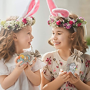 STEFORD Easter Burlap Drawstring Gift Bags,24 PCS Easter Jute Linen Burlap Treat Candy Bags for Easter Favors Supplies