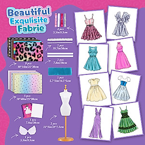 Lorfancy 500+ Fashion Designer Kits for Girls Kids Fashion Sketchbook Drawing Book Design Games Toddler DIY Stickers Stencils Activity Set Design Sketch Book Clothing Sewing Birthday Christmas Gifts