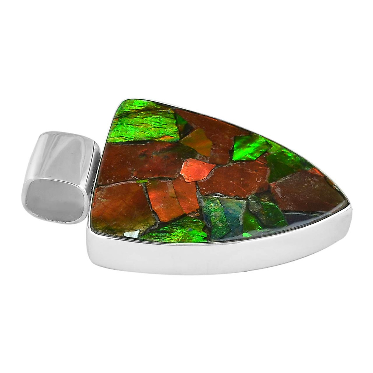 Starborn Ammolite and Sterling Silver Shield Pendant
