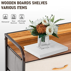 VredHom Wide Fabric Dresser Tower, 7 Drawers Fabric Closet Dresser Closets Storage Units with Sturdy Steel Frame, Wood Top & Easy Pull Fabric Bins for Bedroom, Living Room, Hallway, Entryway, Closets