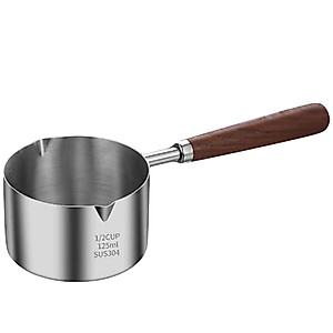 Sauce Pan 250ML Saucepan Stainless Steel Sauce Pot Double Spout Oil Pan Warming Pot Frothing Pitcher Dishwasher Safe for Home Kitchen Cookware Accessories