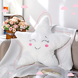 Queekay Cloud Rainbow Sun Moon Star Shaped Pillow 3 Pcs Nursery Stuffed Throw Pillows Kids Cute Cushion Children Soft Plush Pillow for Baby Room Reading Nook Decorations Gift(Moon, Star, Cloud)