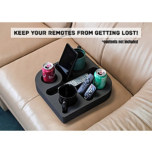 Polar Whale Couch Drink Holder Durable Black Foam Stylish Refreshment Tray for Sofa Bed Floor Car RV Lounge TV Room 5 Compartments 13.75 Inches Wide