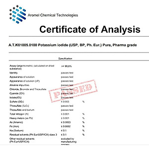Potassium Iodide, High Purity USP Crystals/Powder, 100%, 100 Grams