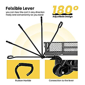 VIVOHOME Heavy Duty 880 Lbs Capacity Mesh Steel Garden Cart Folding Utility Wagon with Removable Sides and 4.10/3.50-4 inch Wheels (Grey)