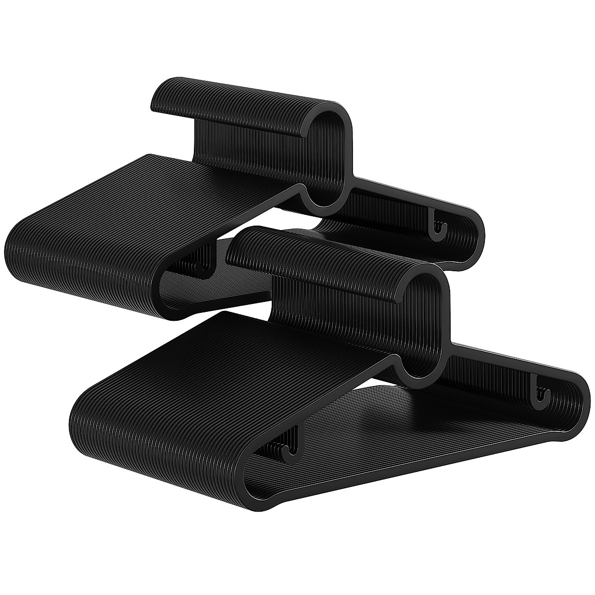 GETORO Plastic Hangers 100 Pack, Non Slip Space Saving Clothes Hanger with Hooks, Heavy Duty Black Hangers for Closet