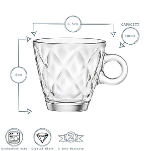 Bormioli Rocco Kaleido Espresso Coffee Glasses - Set Of 6-100ml (3.5oz)