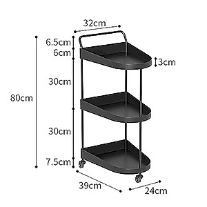 VLOBAOM Modern Serving Bar Cart, 3-Tier Storage Rolling Cart, Side Table with Wheels, Organizer Utility Rolling Cart Mobile Shelving Unit,15''Dx9''Wx31''H,Black