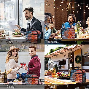 Onzhvex Basketball Reusable Lunch Box, Insulated Lunch Bags for Girls Boys Kids, Thermal Tote Bags with Detachable Buckle Leak-proof Cooler Container for Work, Picnic, Outdoor